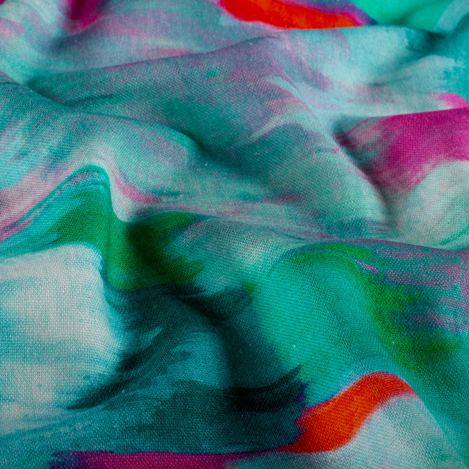 Viscose Lin Chaine et Trame Tissu Abstrait Menthe foncée | Tissus en ...