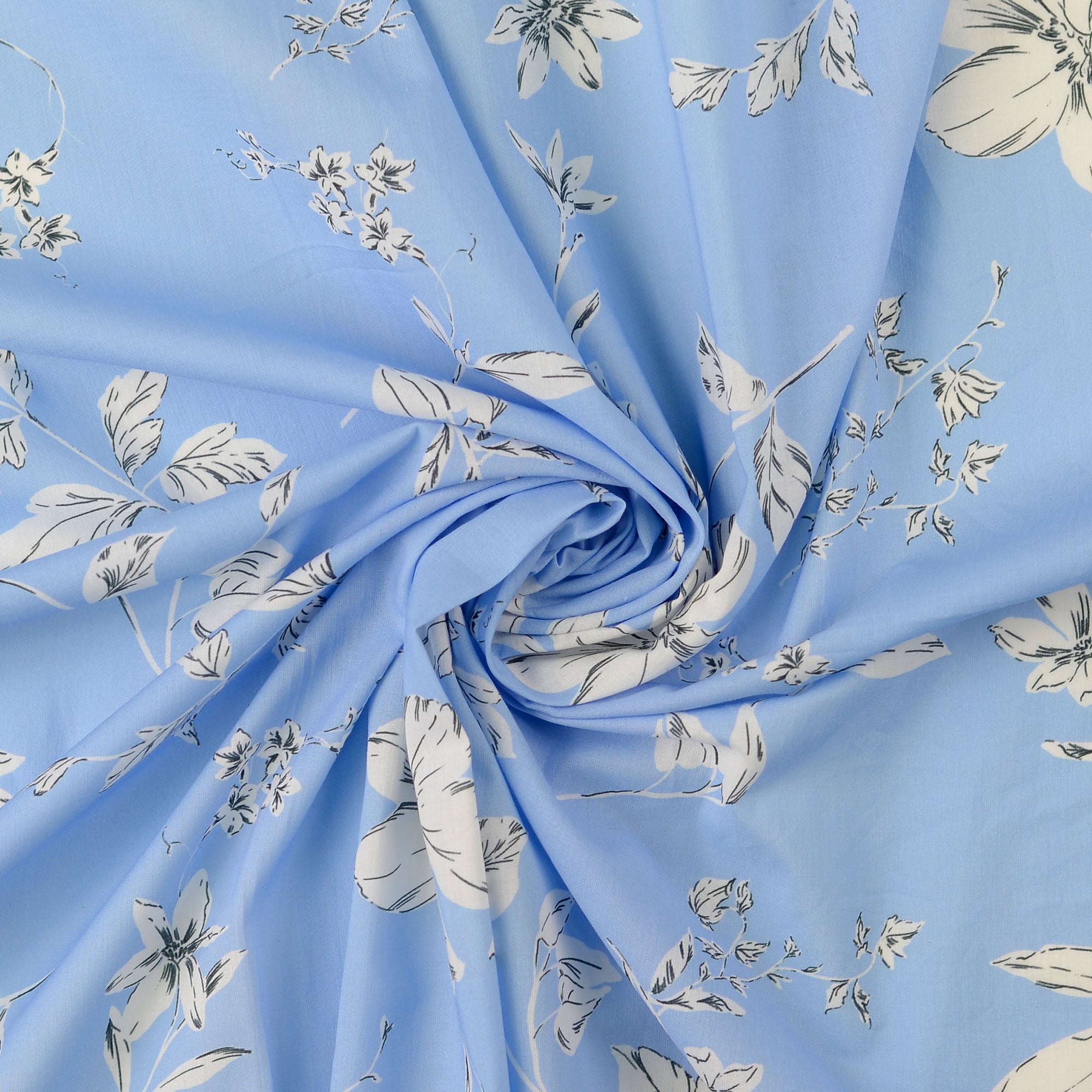 Voile Tissu fleurs Bleu clair | Tissus en gros | Nooteboom Textiles