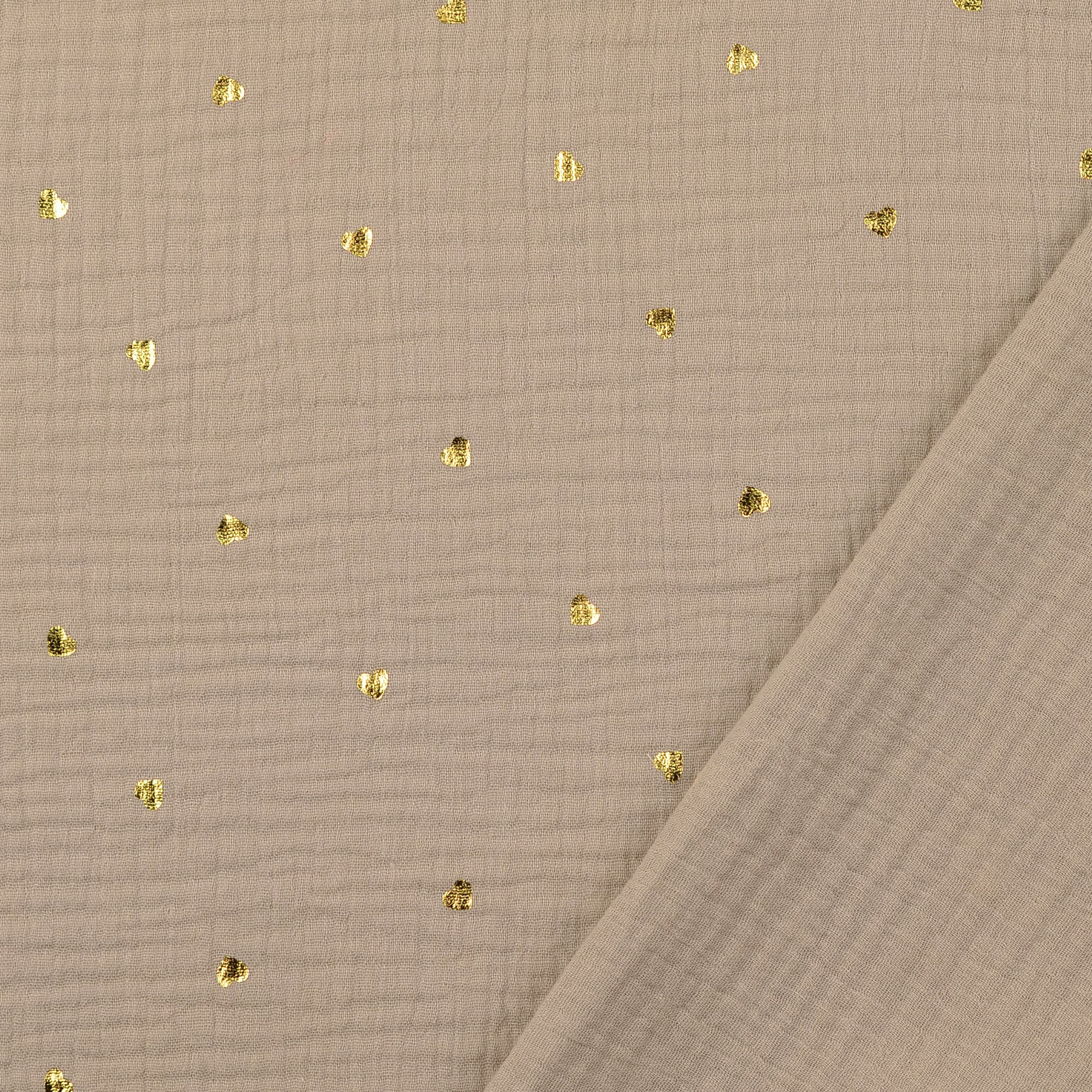 Muslin fabric Hearts Beige | Wholesale fabrics | Nooteboom Textiles