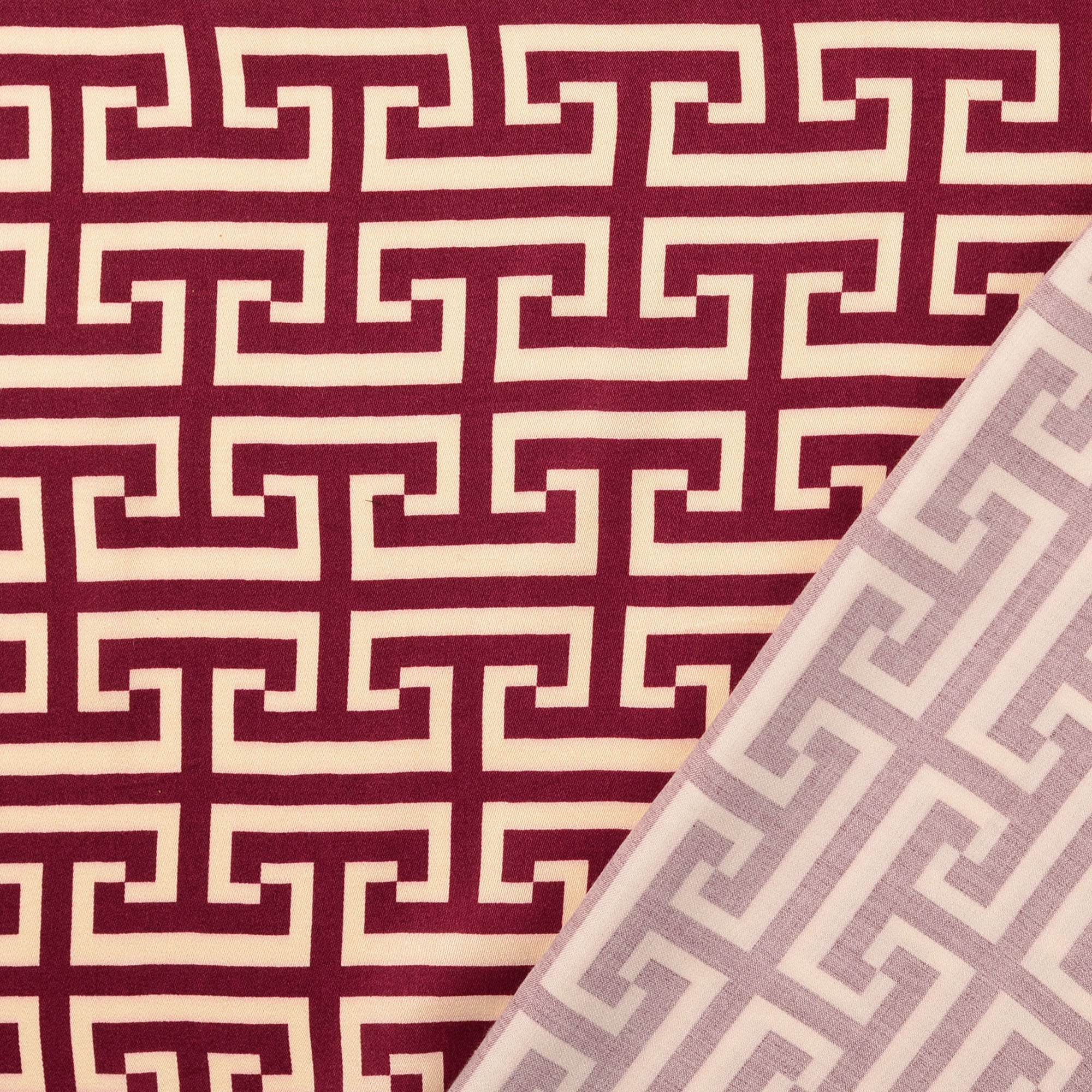 Viscose Satijn Stof Geometrisch Bordeaux | Stoffen groothandel ...