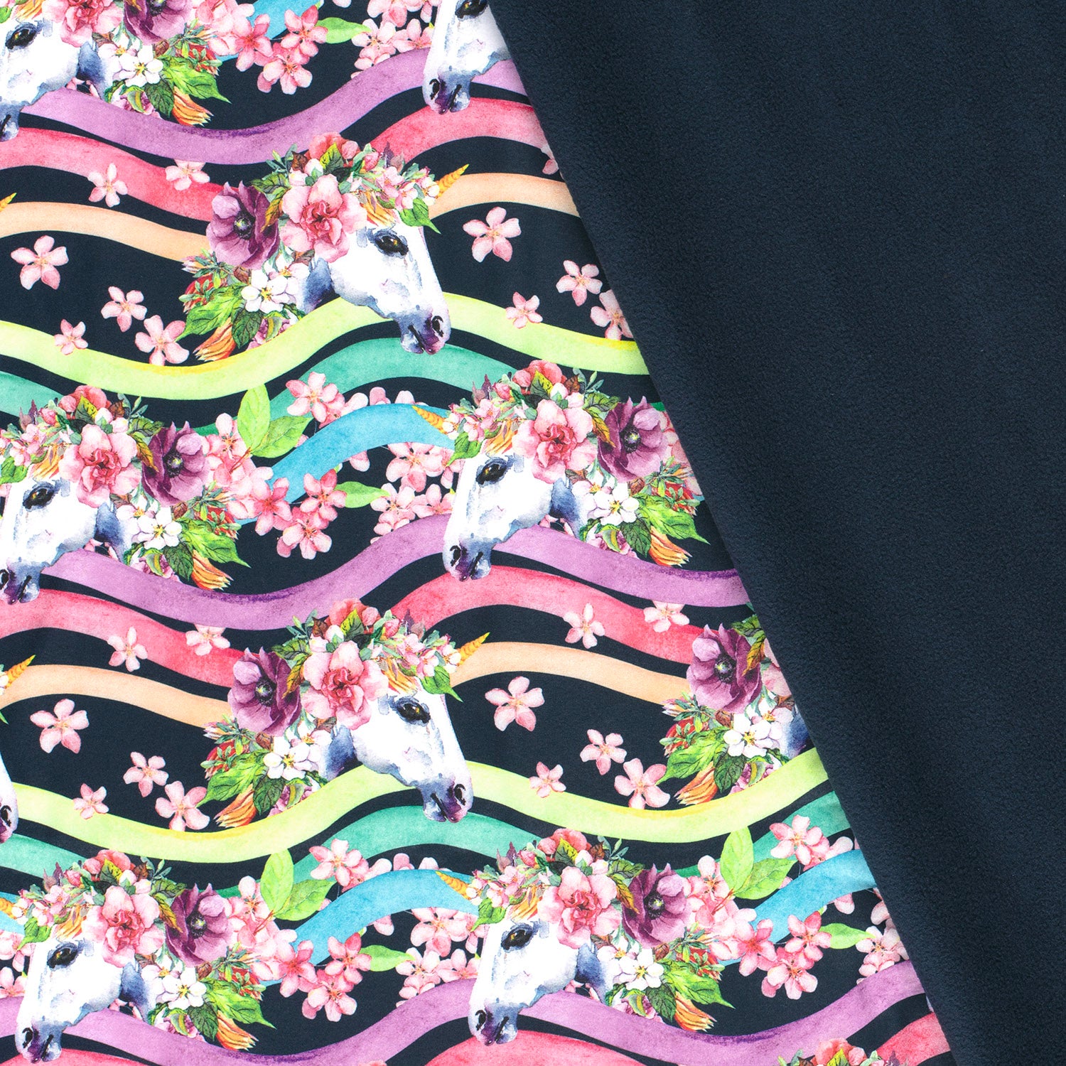 Softshell fabric Horses Navy | Wholesale fabrics | Nooteboom Textiles