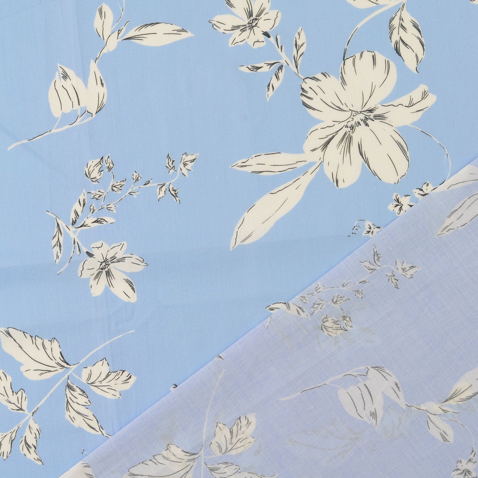Voile Tissu fleurs Bleu clair | Tissus en gros | Nooteboom Textiles
