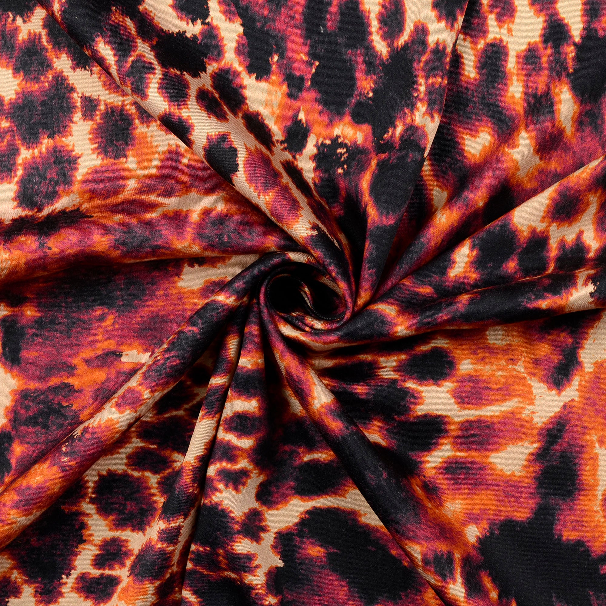 Viscose Satin fabric Animals Red | Wholesale fabrics | Nooteboom Textiles