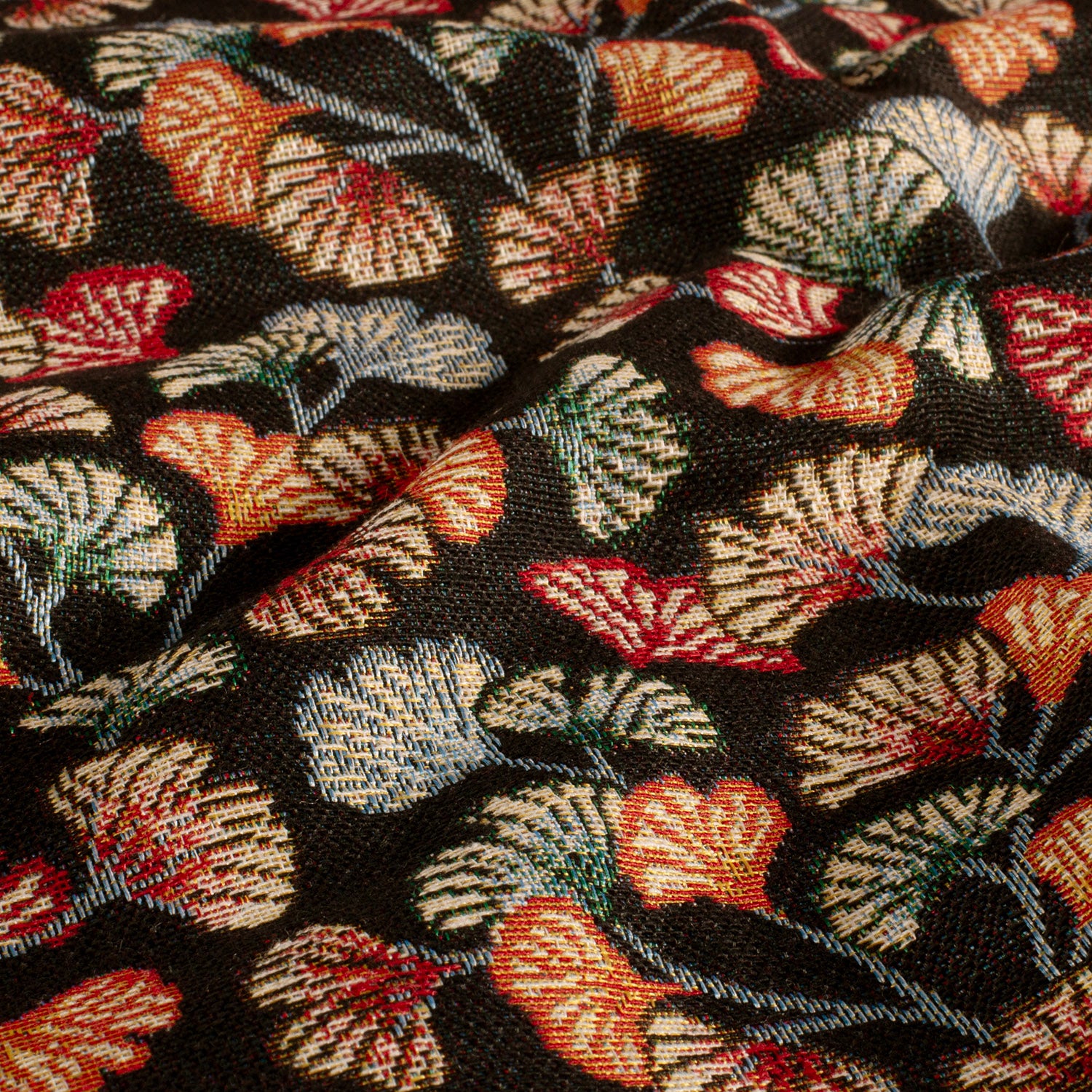 Gobelin fabric Leaves Black | Wholesale fabrics | Nooteboom Textiles