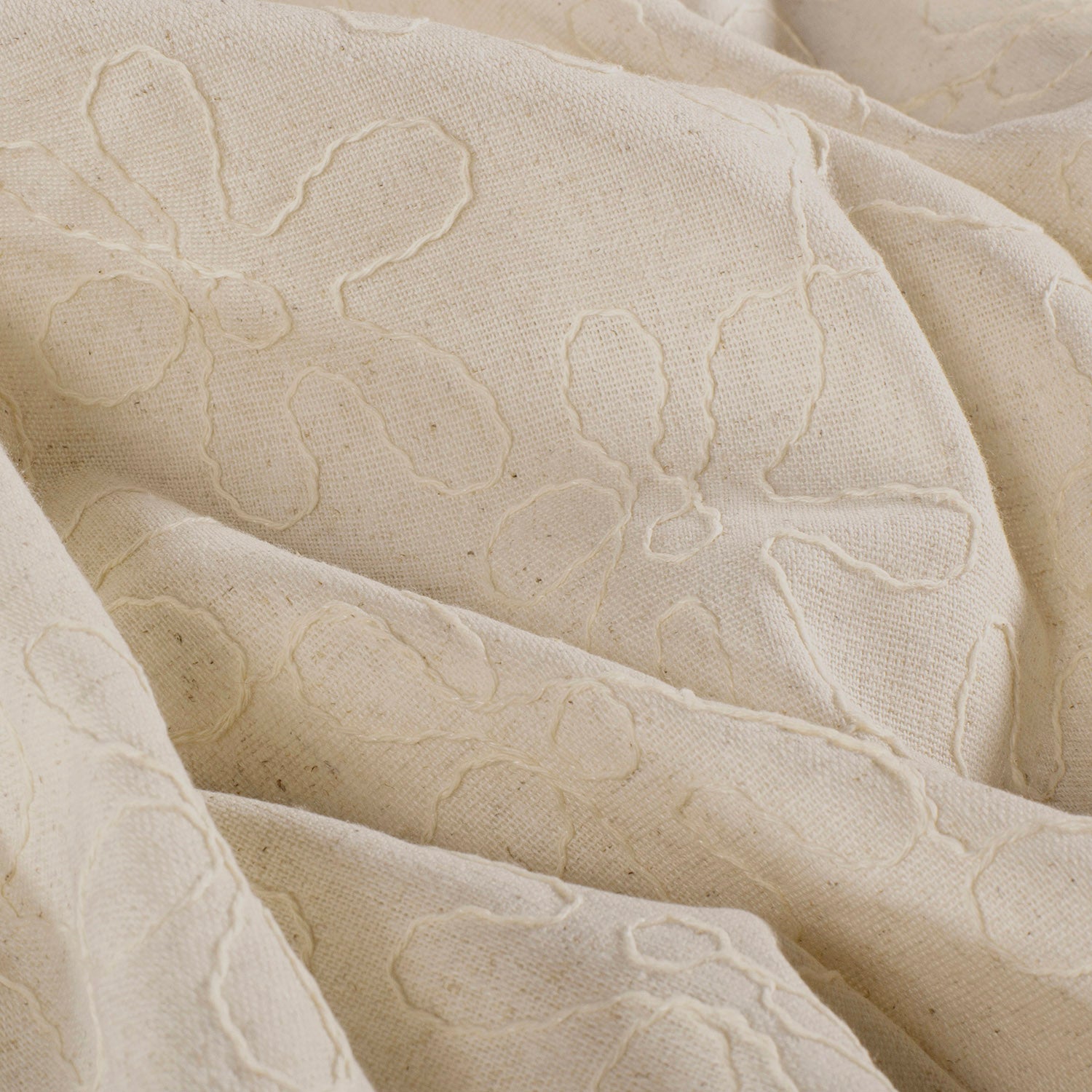Woven Viscose Linen fabric Flowers Beige | Wholesale fabrics ...