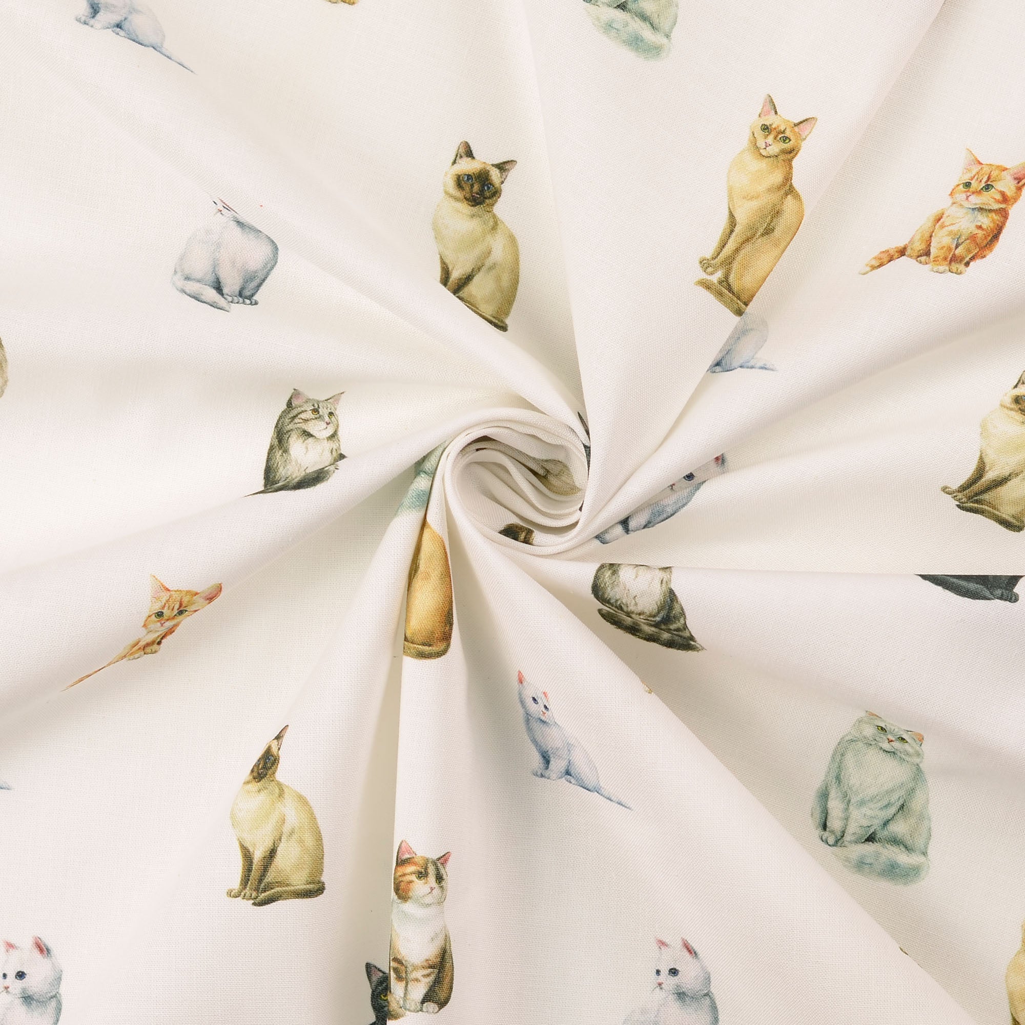 Cretonne Tissu chats Blanc | Tissus en gros | Nooteboom Textiles