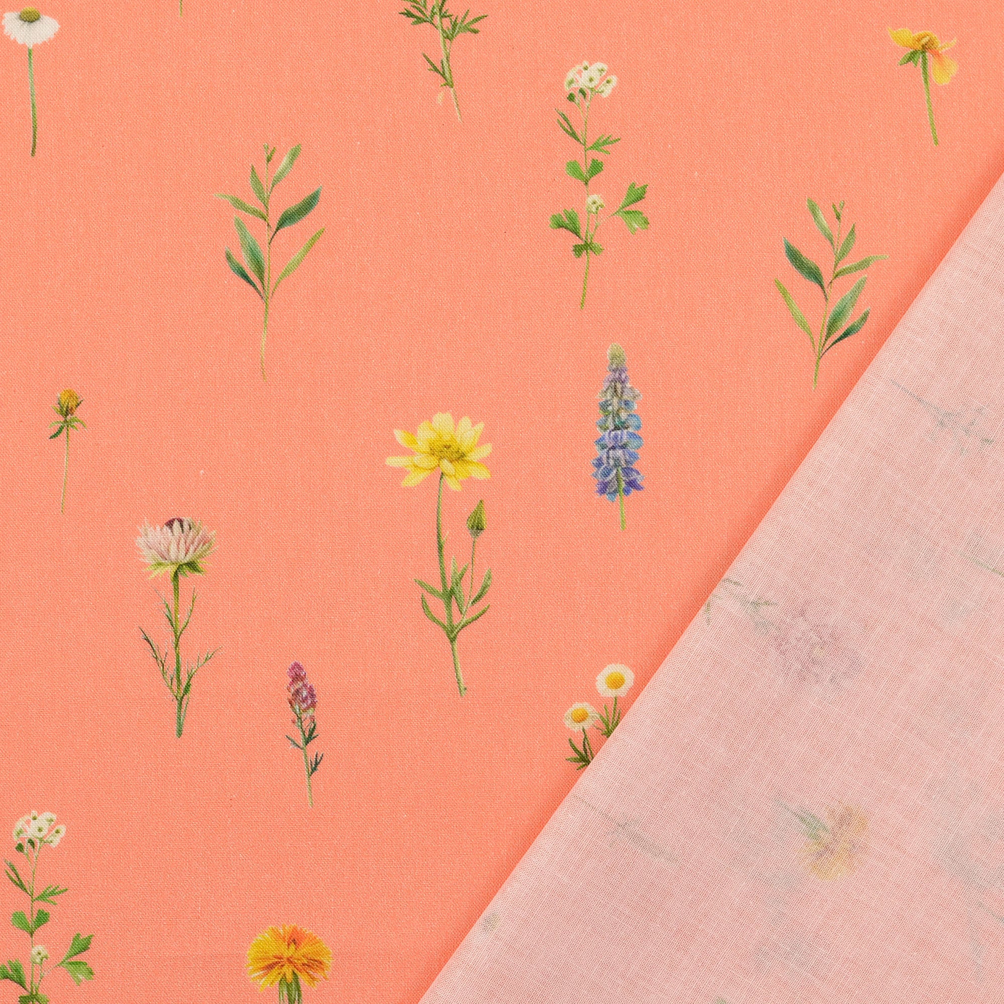 Cretona Tela Flores Coral | Telas al por mayor | Nooteboom Textiles