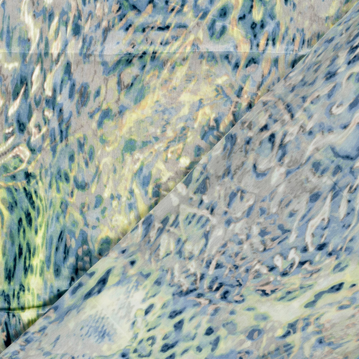 Satin Velvet Tissu Abstrait Indigo | Tissus en gros | Nooteboom Textiles