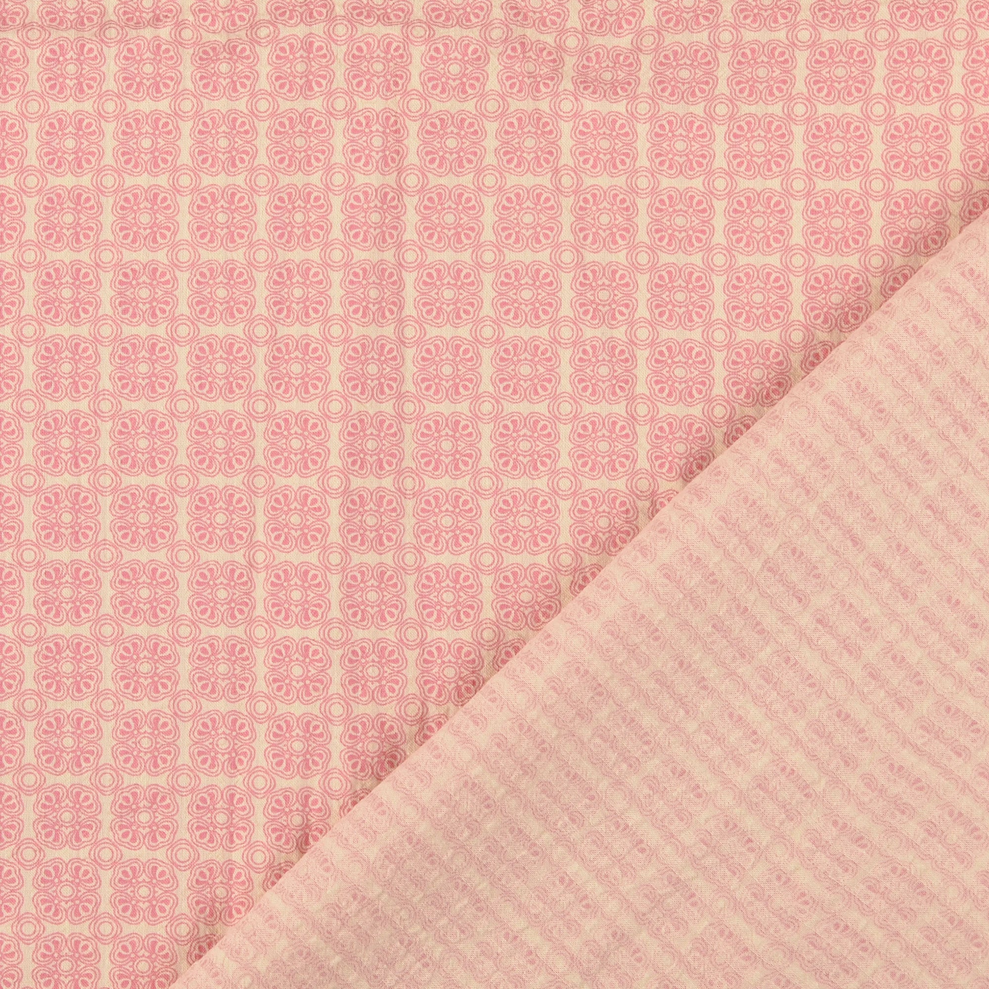 Seersucker fabric Geometric pattern Light Pink | Wholesale fabrics ...