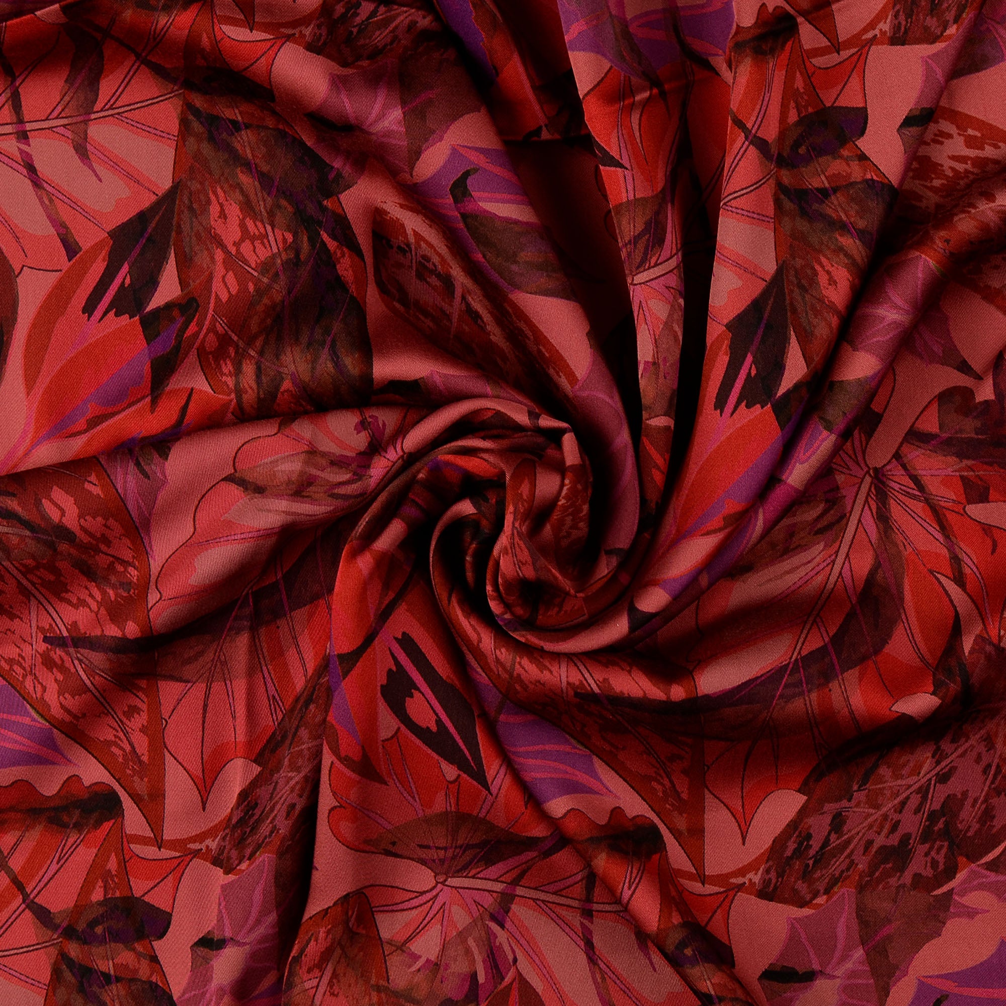Viscose Poplin Stoff Blumen Rot | Stoff Großhandel | Nooteboom Textiles
