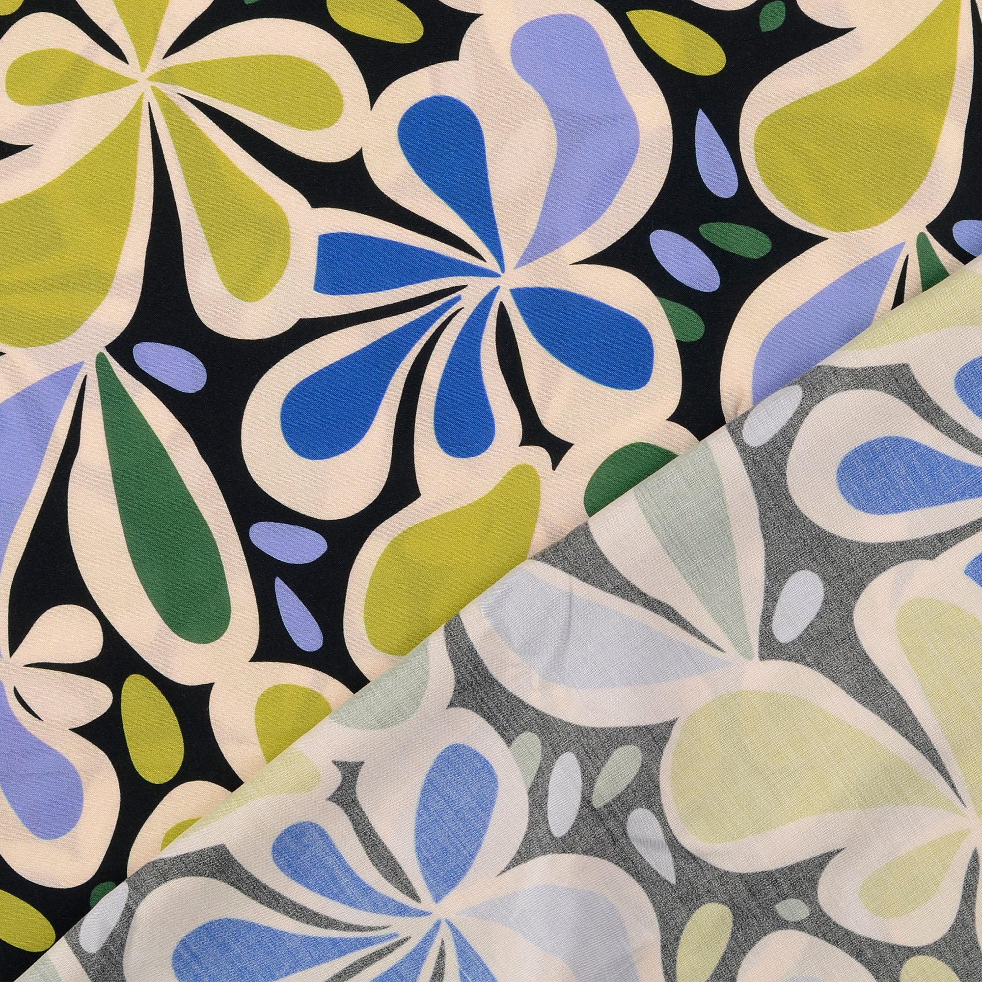 Viscose Poplin Stof Bloemen Multicolor | Stoffen groothandel ...