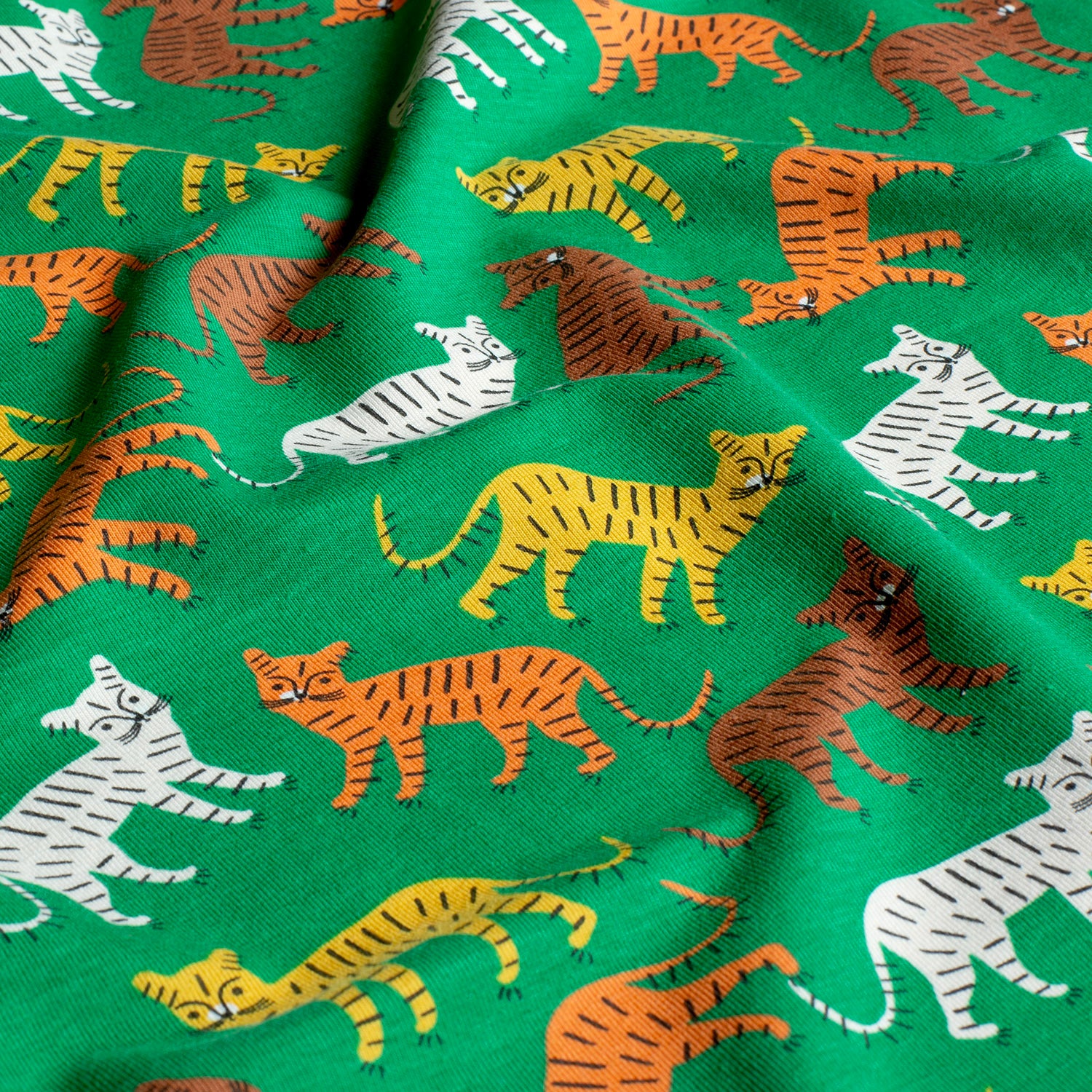 Cotton Jersey fabric Tigers Green | Wholesale fabrics | Nooteboom Textiles