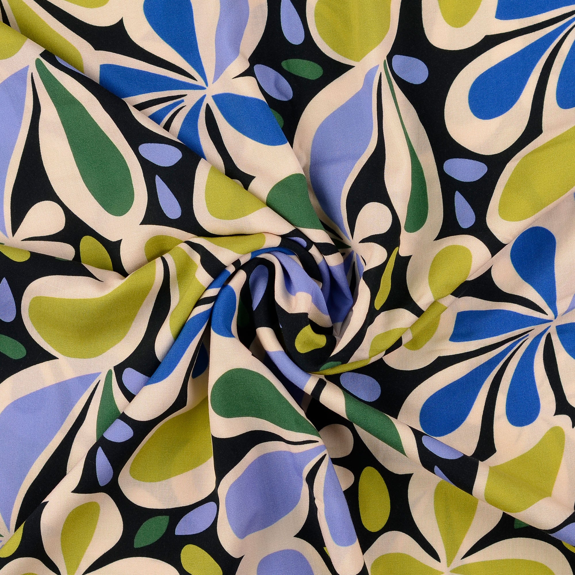 Viscose Poplin Stof Bloemen Multicolor | Stoffen groothandel ...