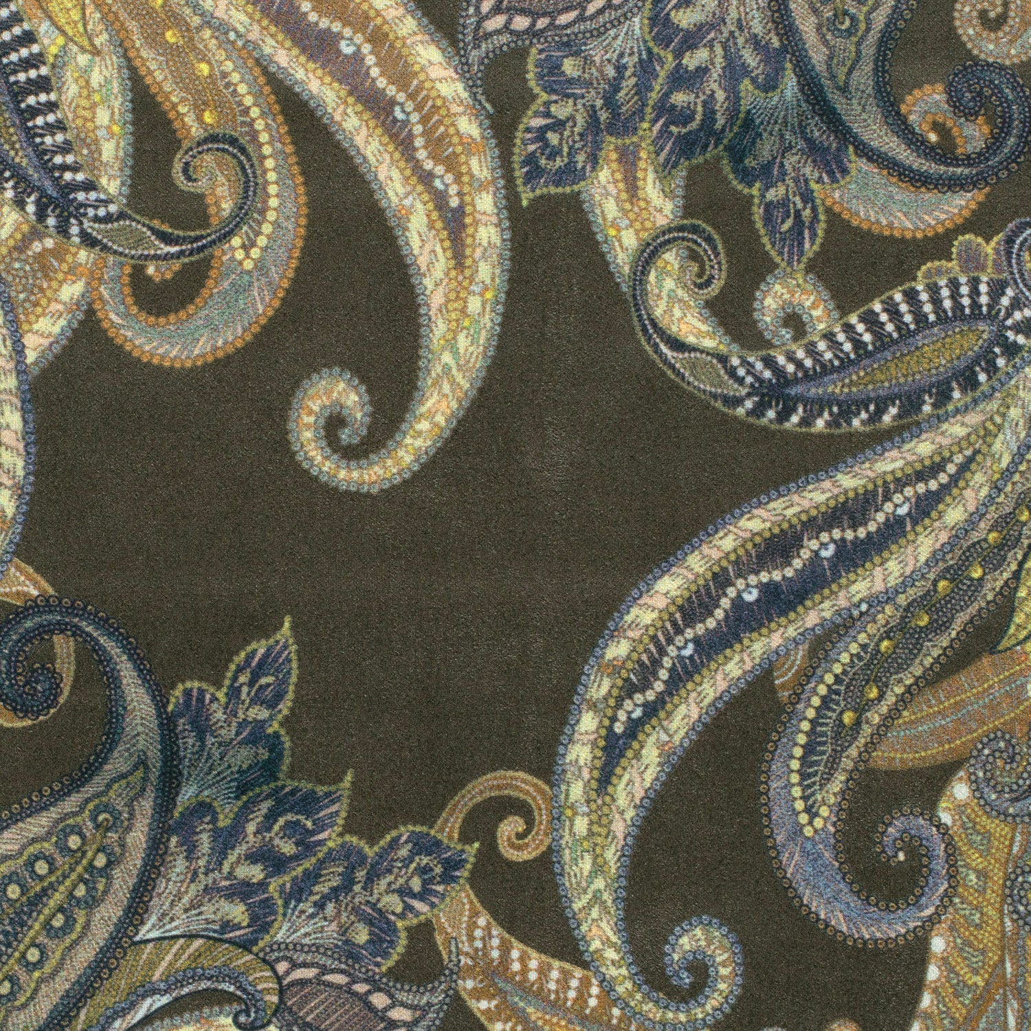 Suede leather fabric Paisley Khaki Green | Wholesale fabrics ...