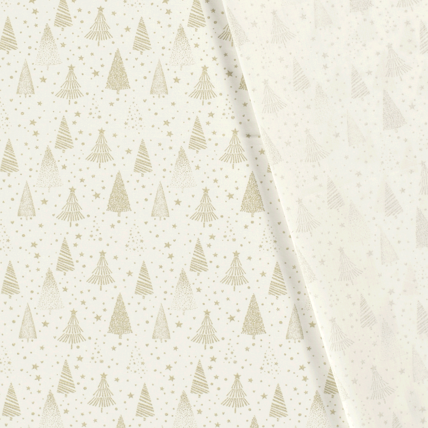 Cotton Poplin fabric Christmas trees Off White | Wholesale fabrics ...