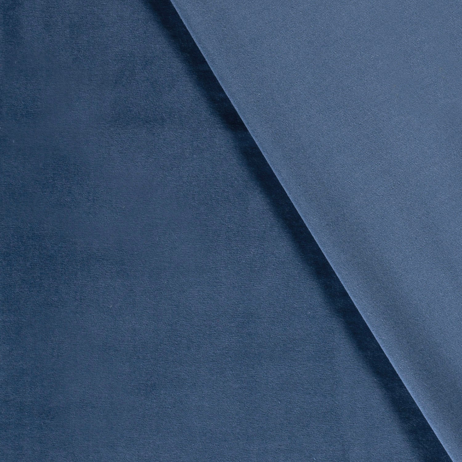 Nicky velours fabric Unicolour Steel Blue | Wholesale fabrics ...