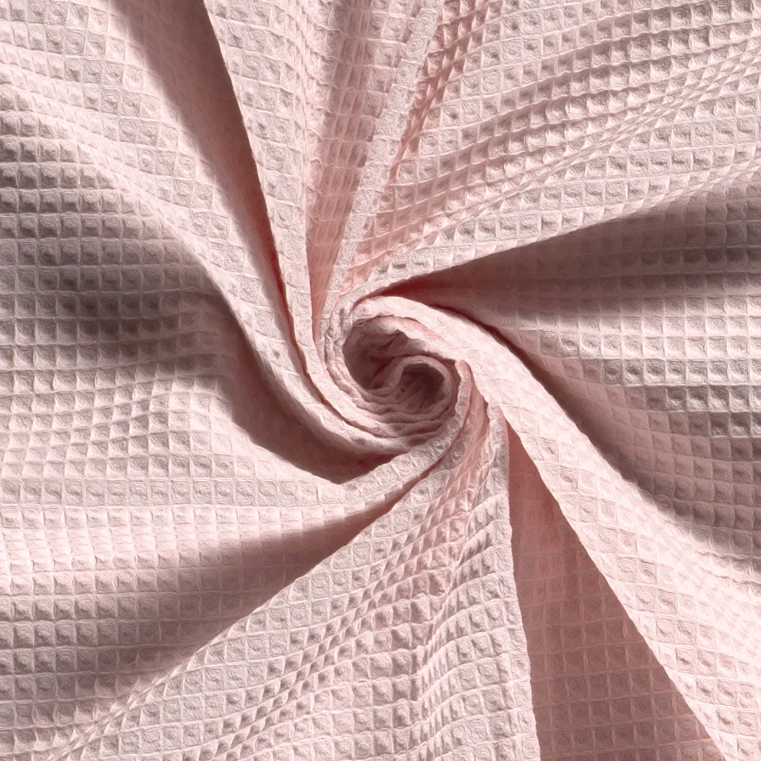 Waffle piqué fabric Unicolour Light Pink | Wholesale fabrics ...